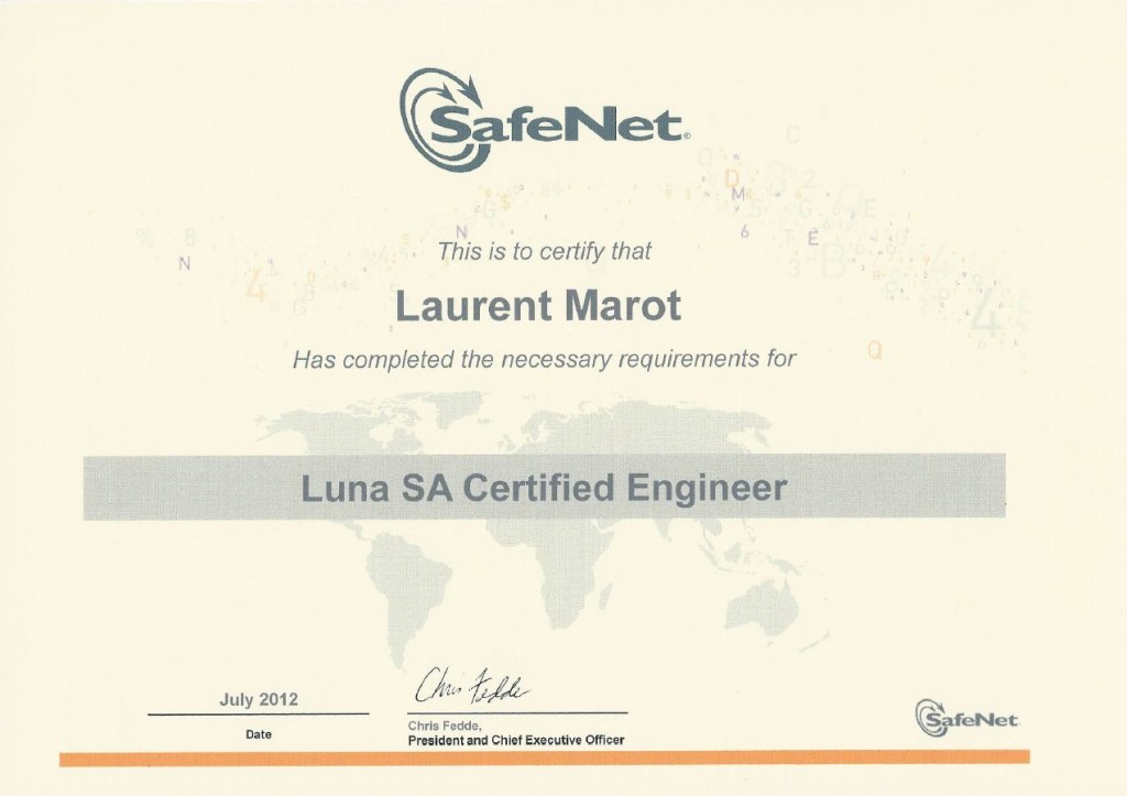 Certification Safenet Luna SA | blog2Lau